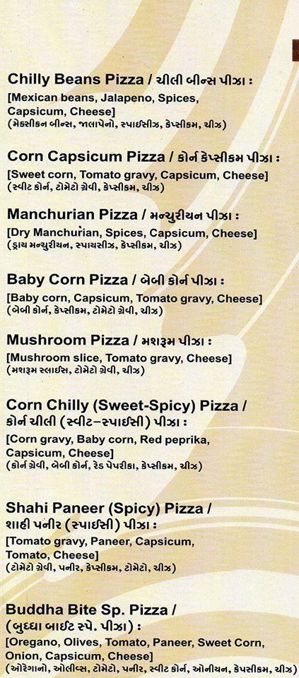 Menu at Buddha Bite, Jetpur