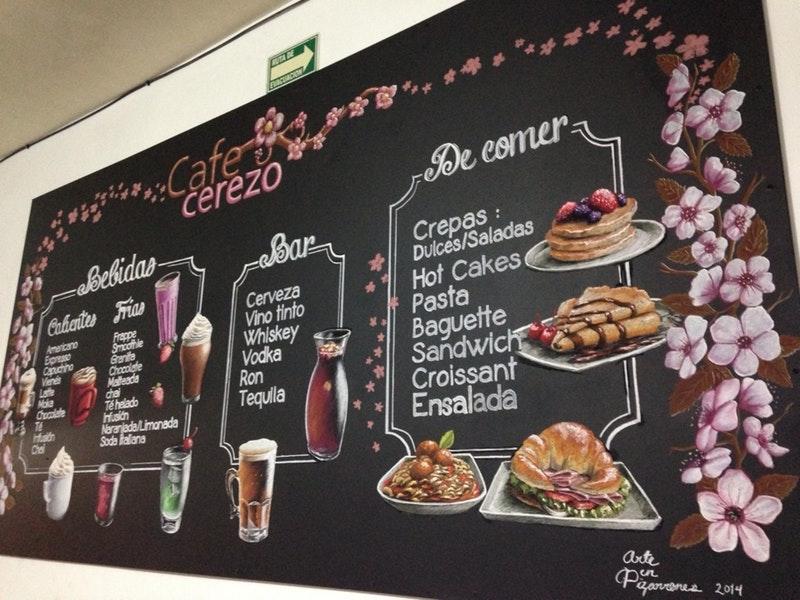 Menu at Café Cerezo, Mexico City