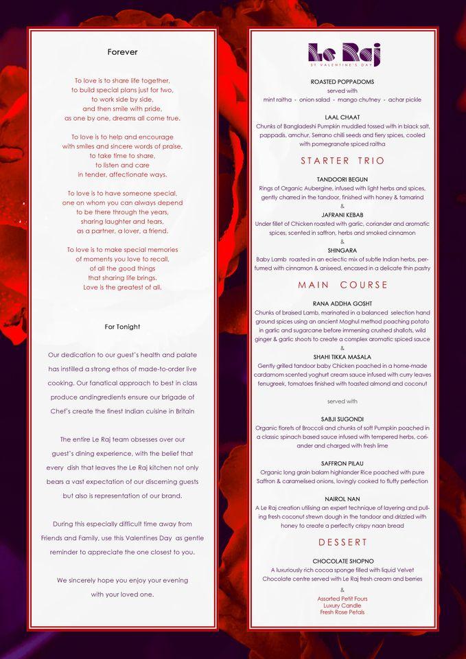 Menu at Le Raj Restaurant, Epsom