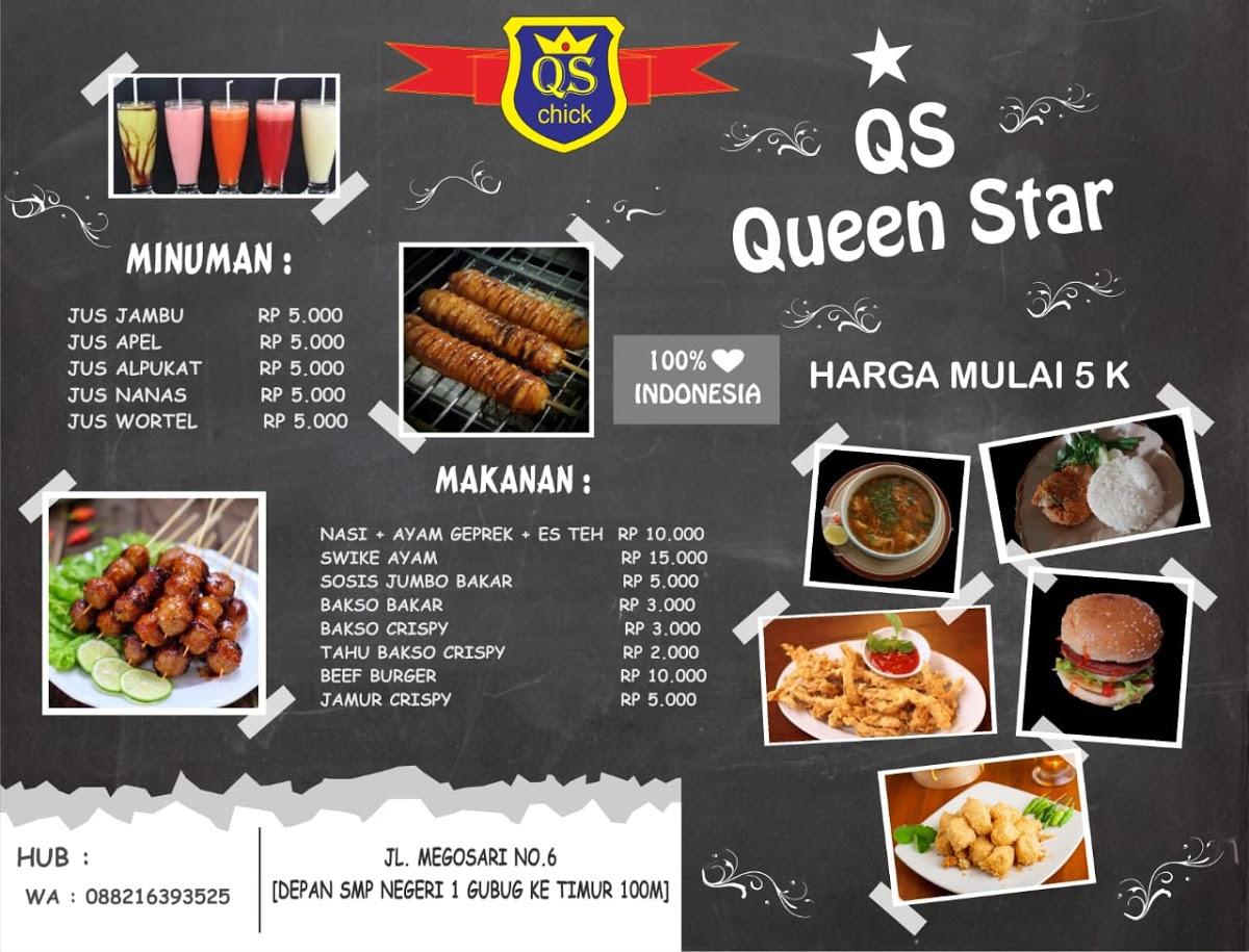 Menu at Queen Star, Gubug