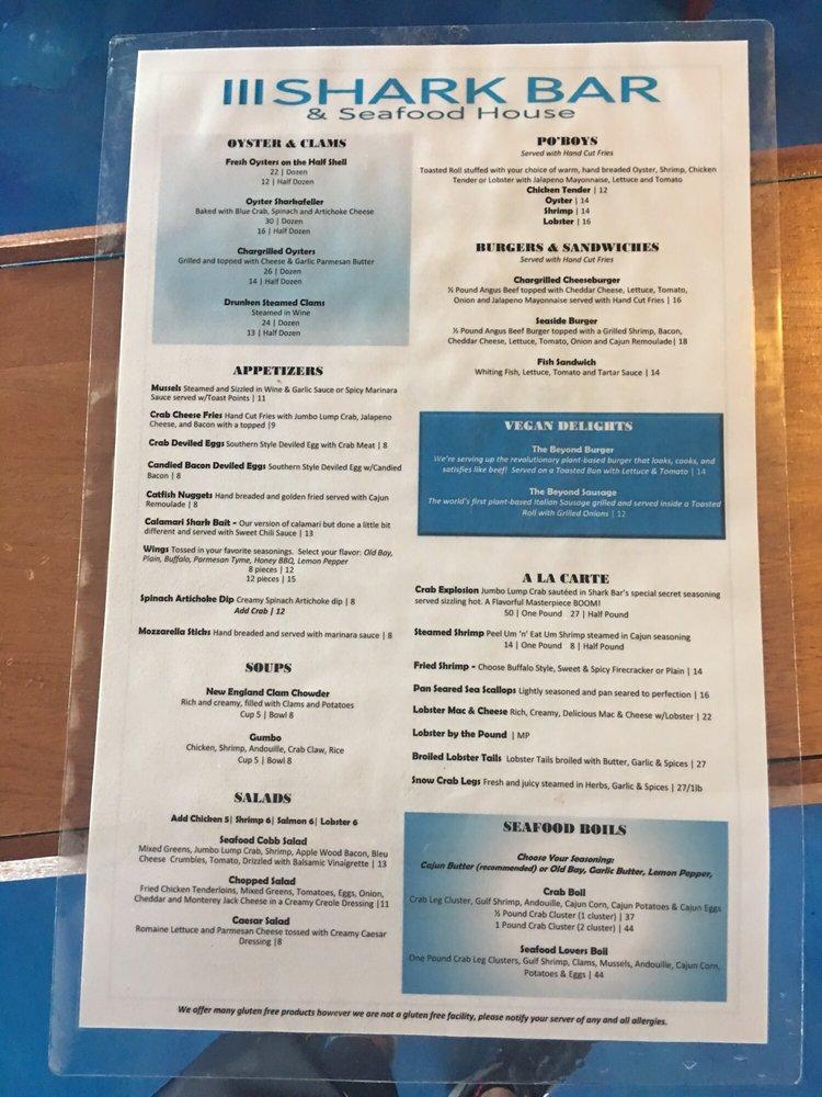 Menu at Shark Bar And Seafood House, Waldorf