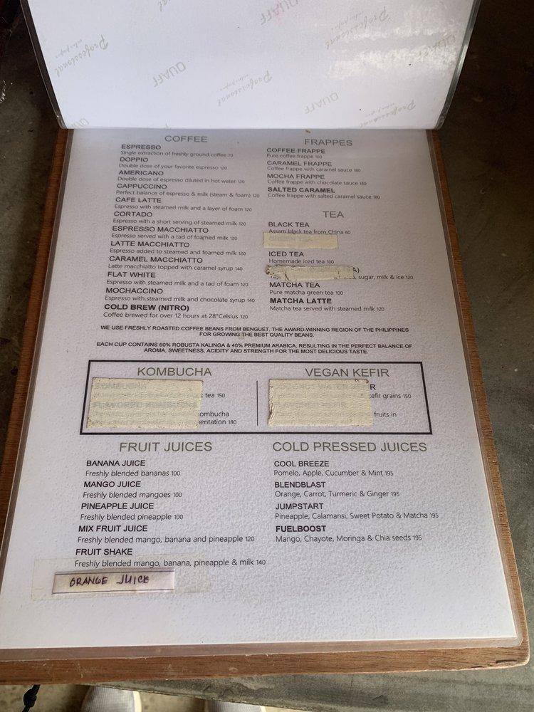 Menu at Smooth Cafe Moalboal, Moalboal