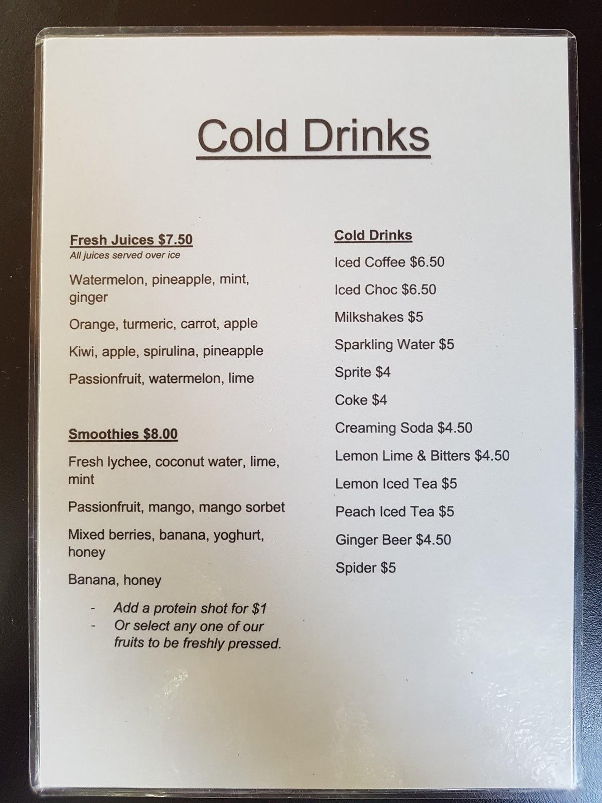 Menu at Cafe Mandala, Kuranda