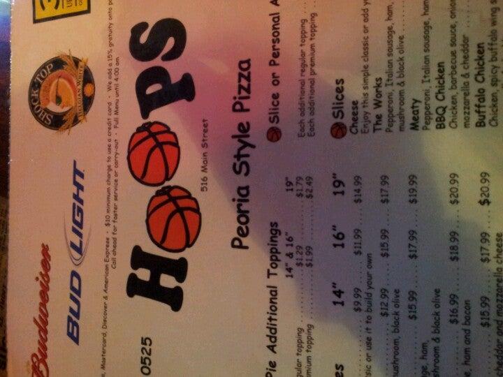 Menu at Hoops Pub & Pizza, Peoria