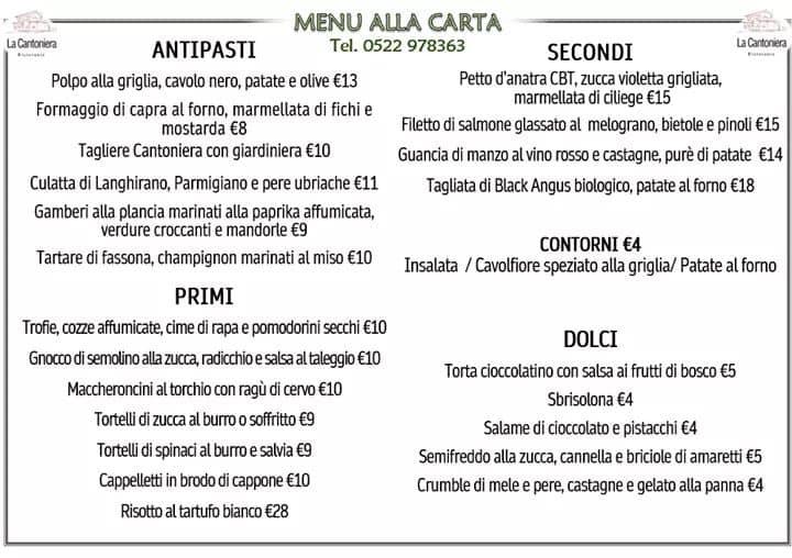 Menu da Ristorante La Cantoniera, Luzzara