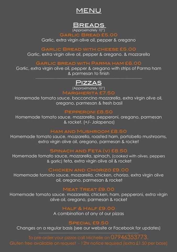 Menu at The Wood Oven restaurant, Towcester, Paulerspury