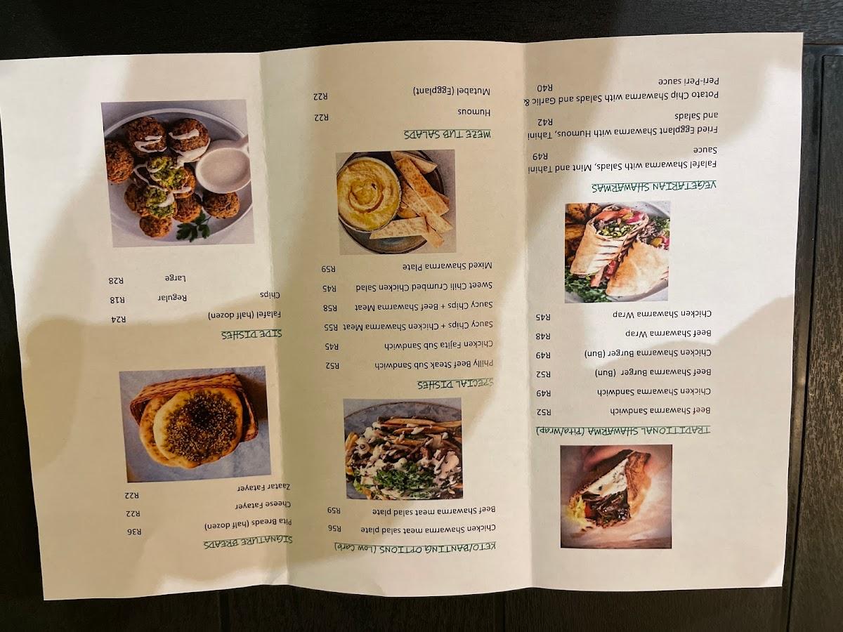 Menu at Angry Avo restaurant, Pretoria