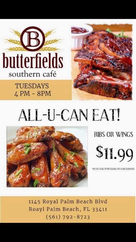 Menu at Butterfields Southern Cafe, Royal Palm Beach