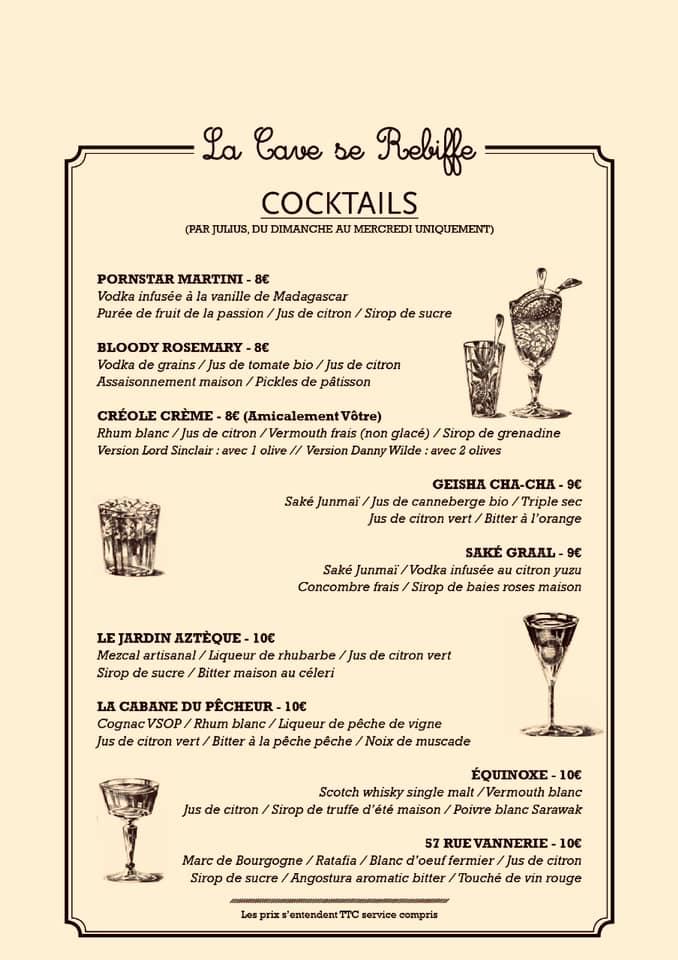 Menu at La Cave Se Rebiffe pub & bar, Dijon