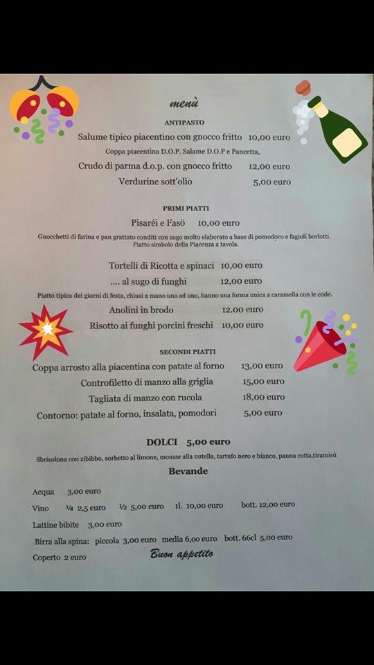 Menu da Lo Scudiero ristorante, Grazzano Visconti