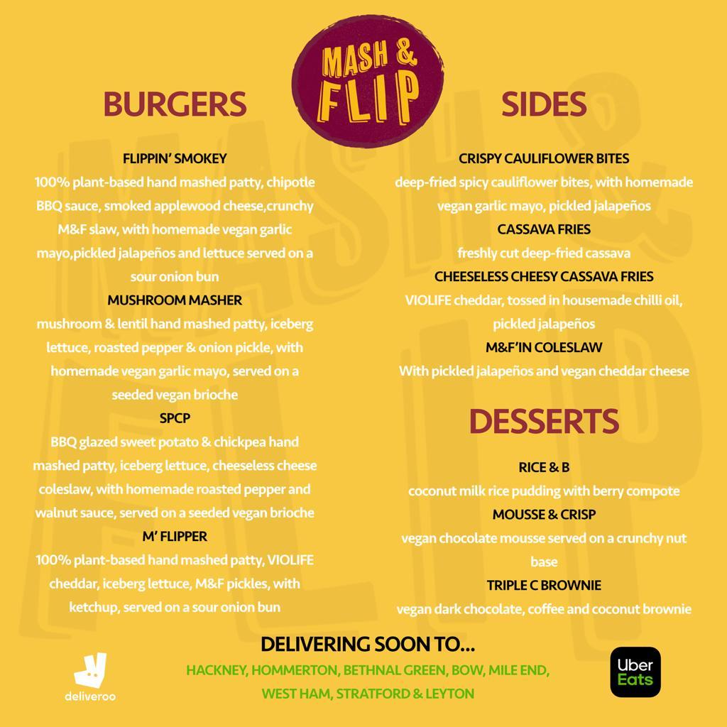 Menu at Mash And Flip restaurant, London