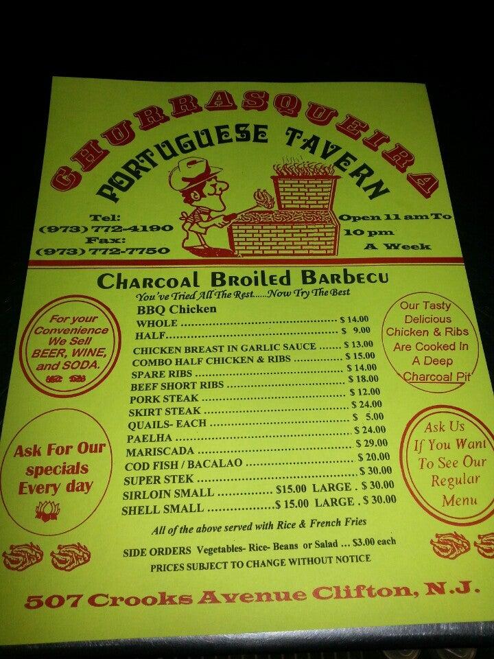 Menu at Portuguese Tavern restaurant, Clifton