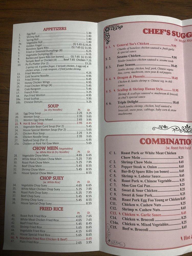 Menu at Diamond Chinese Restaurant, East Lyme