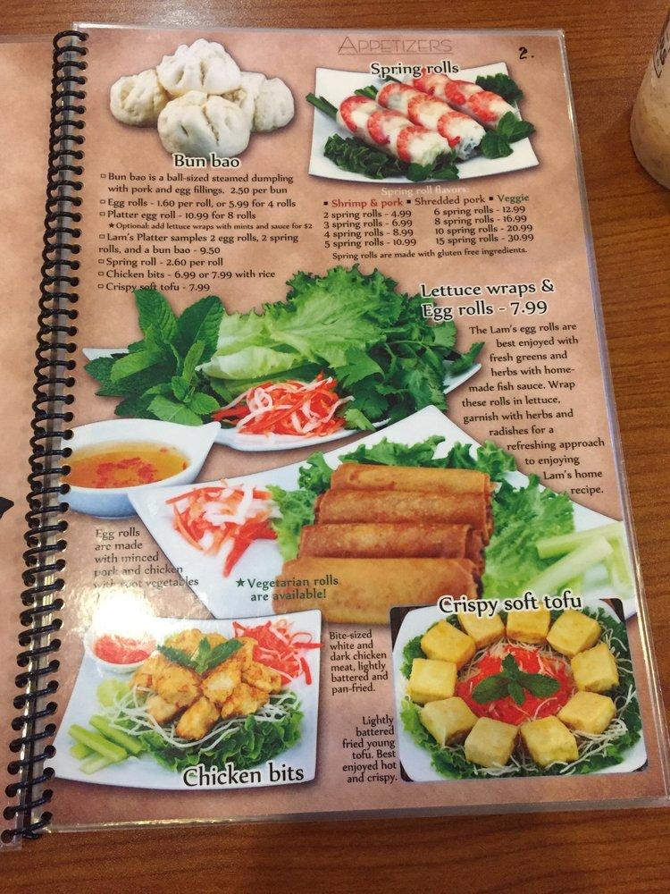 Menu at Lam's Vietnamese Restaurant, Sioux Falls