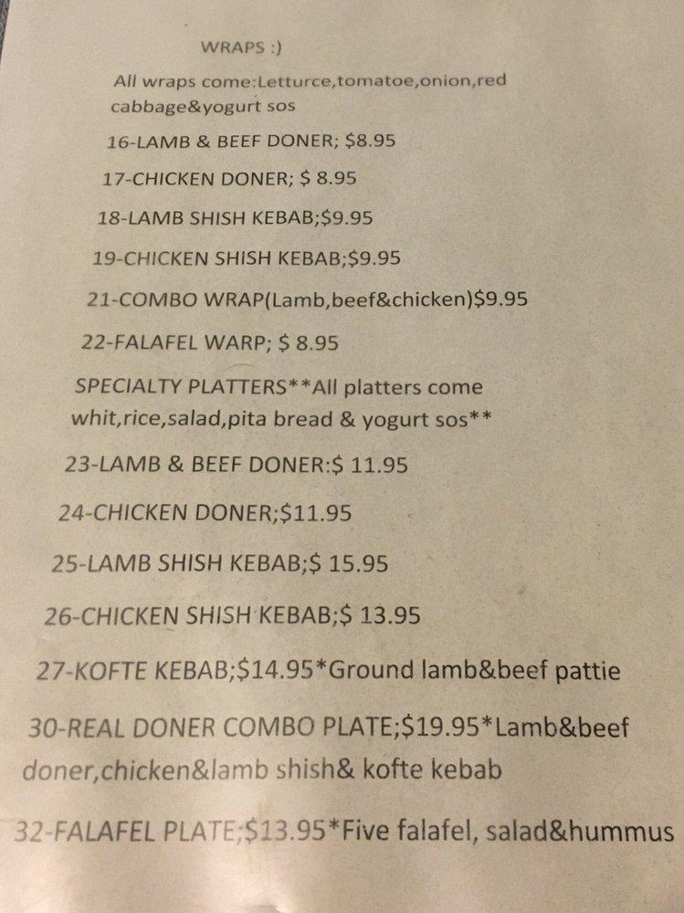 Menu at Real Döner Turkish Food restaurant, Petaluma