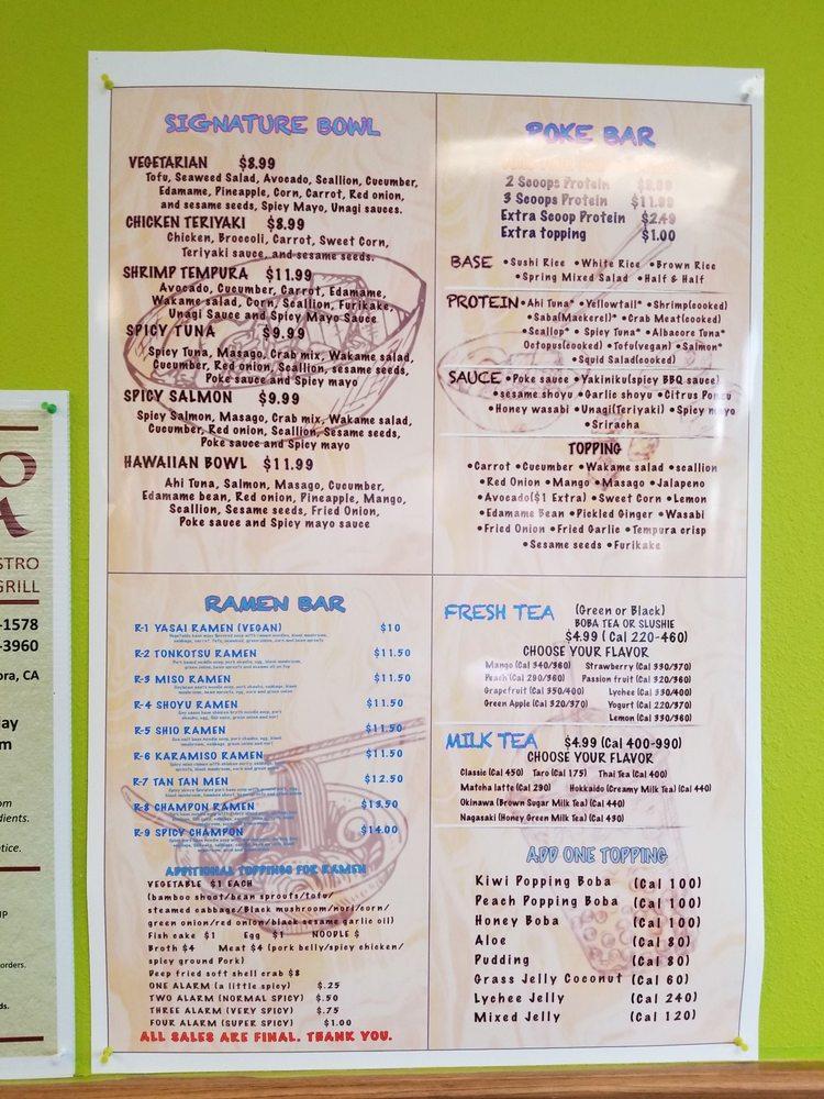 Menu at Shiro Ninja Boba - Poke - Ramen Bar, Angels Camp
