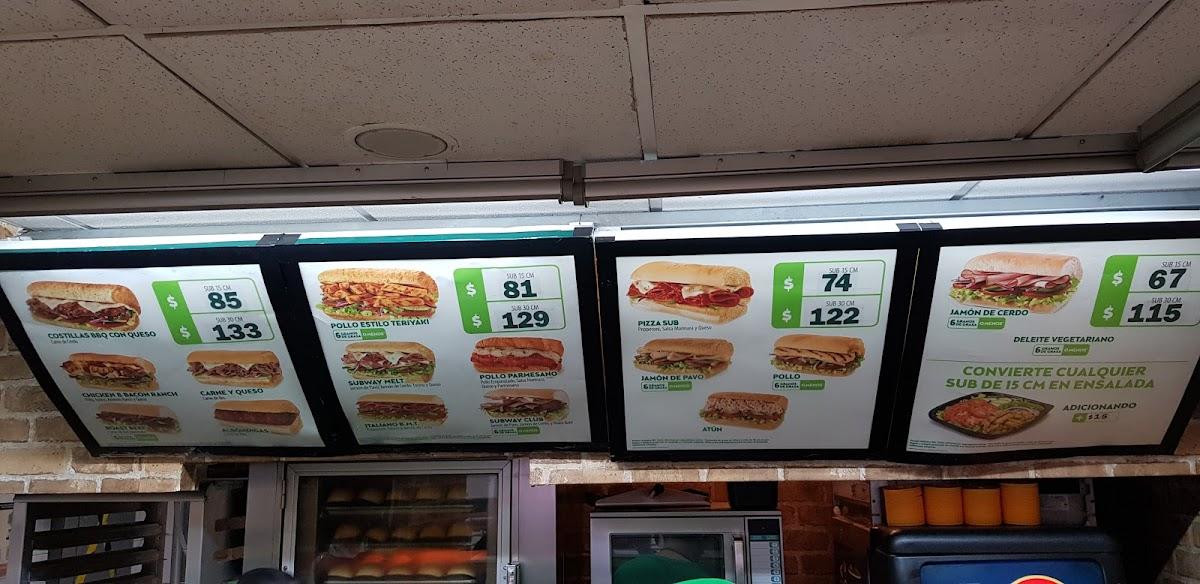 Menu at Subway restaurant, Mexico City, Av. Capitán Carlos León S/N