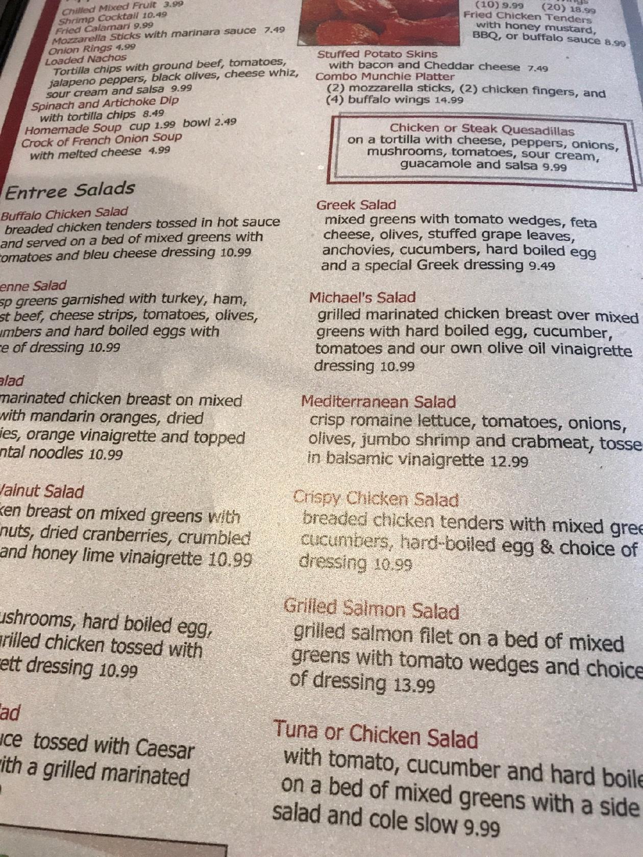 Menu at Tiffany On The BLVD pub & bar, Philadelphia
