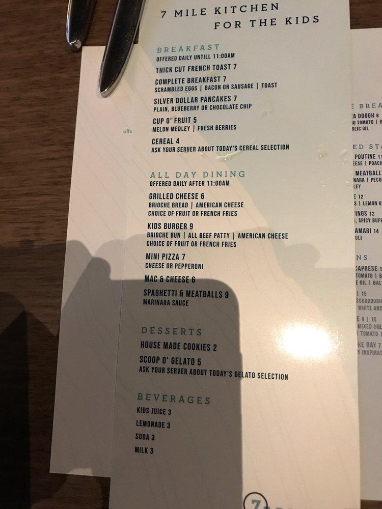 Menu at 7MILE Kitchen pizzeria, Carlsbad, Grand Pacific Dr
