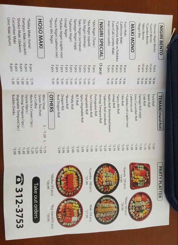 Menu at Aloha Sushi Nuuanu restaurant, Honolulu, Nuuanu Ave #G2