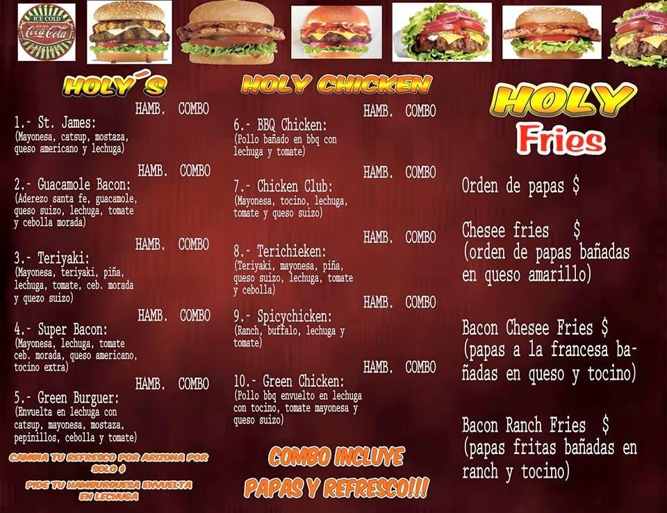 Menu at HOLY Burgers & Fries. restaurant, Delicias