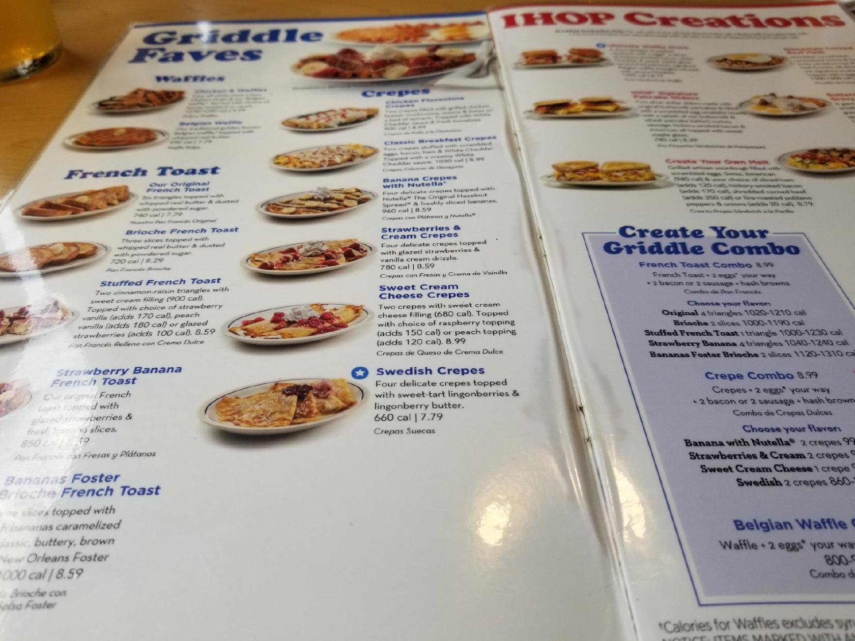 Menu at IHOP restaurant, Kissimmee, 5184 W Irlo Bronson Memorial Hwy