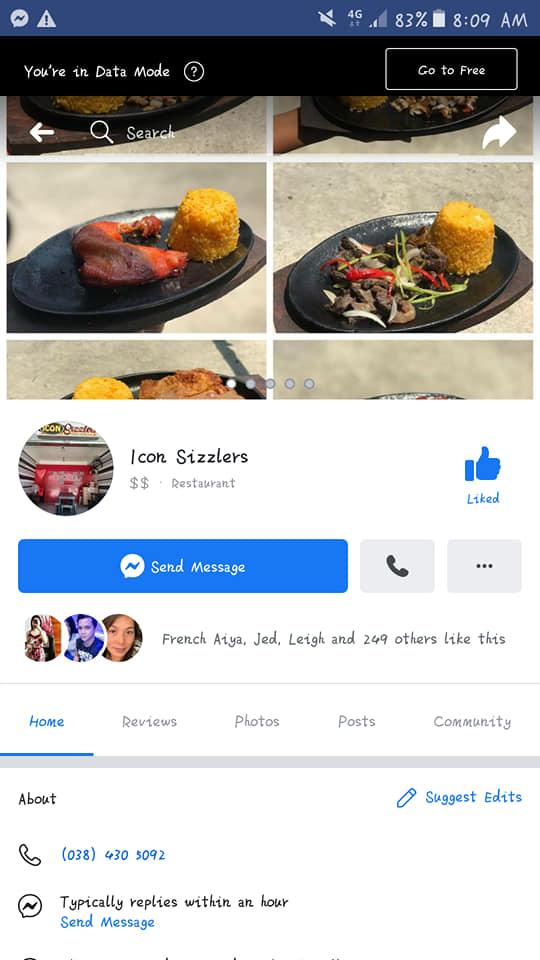Carta del pub y bar Icon Sizzlers & Resto, Mangaldan