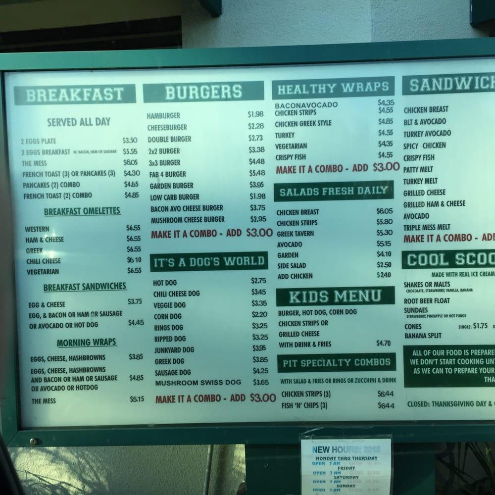 Menu at Money Pit fast food, San Marcos