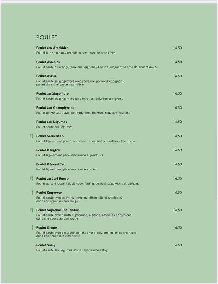 Menu au Restaurant Thai Ya, Terrebonne, Chem. Gascon