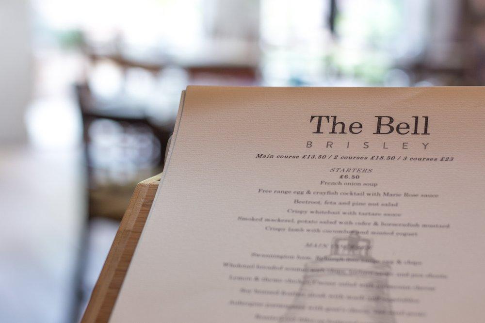 Menu at The Brisley Bell restaurant, Brisley, The Grn