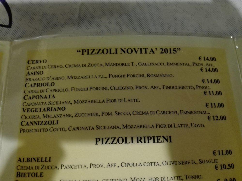 Menu at Pizzeria Pizzoleria Le Monache, Sortino