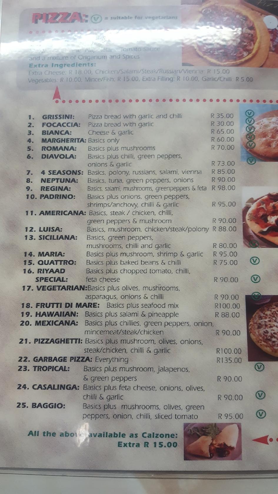 Menu at Pizzaghetti Lenasia restaurant, Lenasia