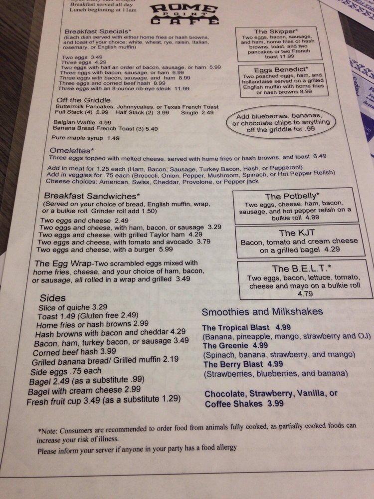 Menu at Rome Point Café cafe, North Kingstown