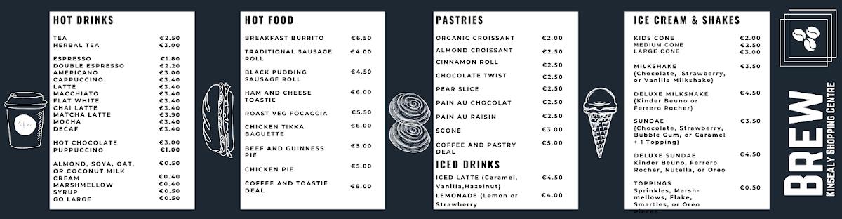 Menu at Brew cafe, Swords