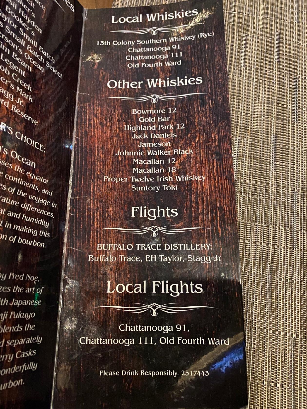 Menu at Hickory and Hazel, Renaissance Hotel pub & bar, Atlanta