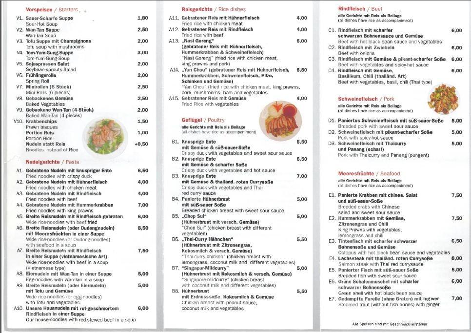 Speisekarte von Ni Hao restaurant, Nürnberg
