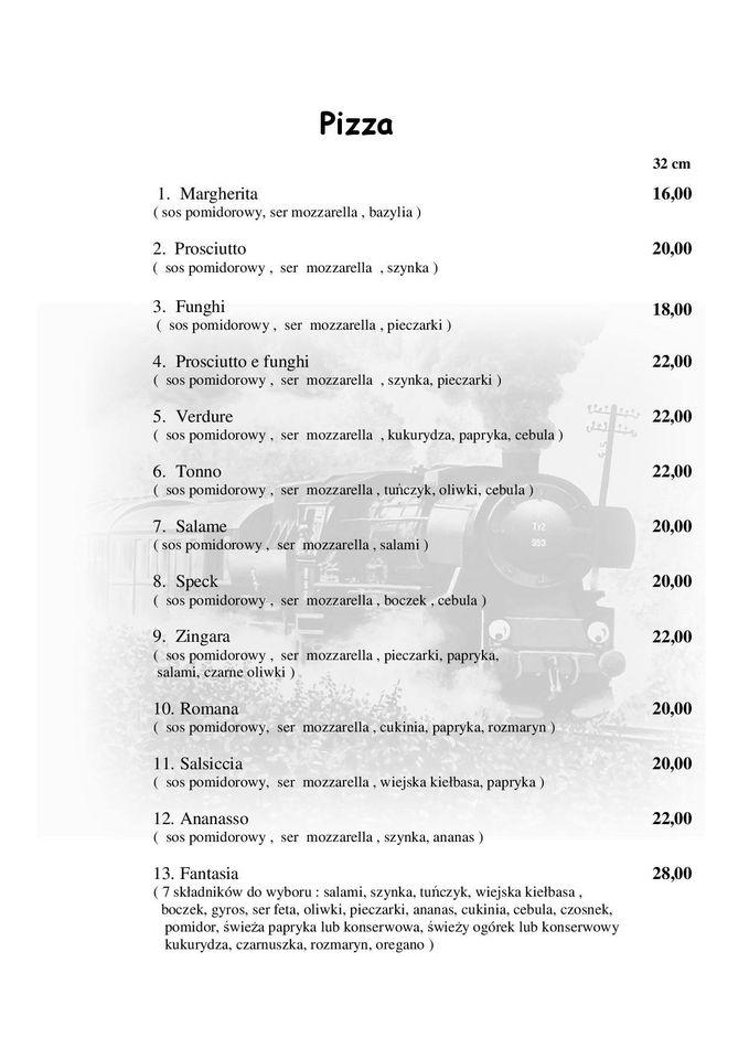 Menu at Hotel Restauracja "Pod Parowozem" restaurant, Ostrowiec