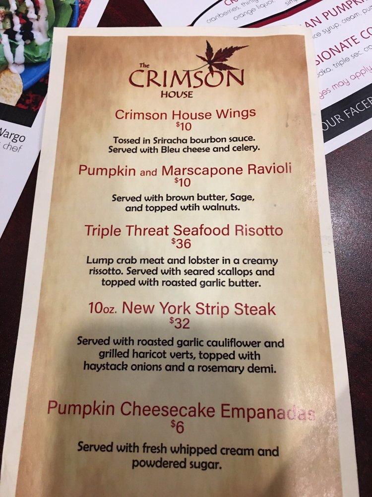 Menu at The Crimson House pub & bar, Pottsville