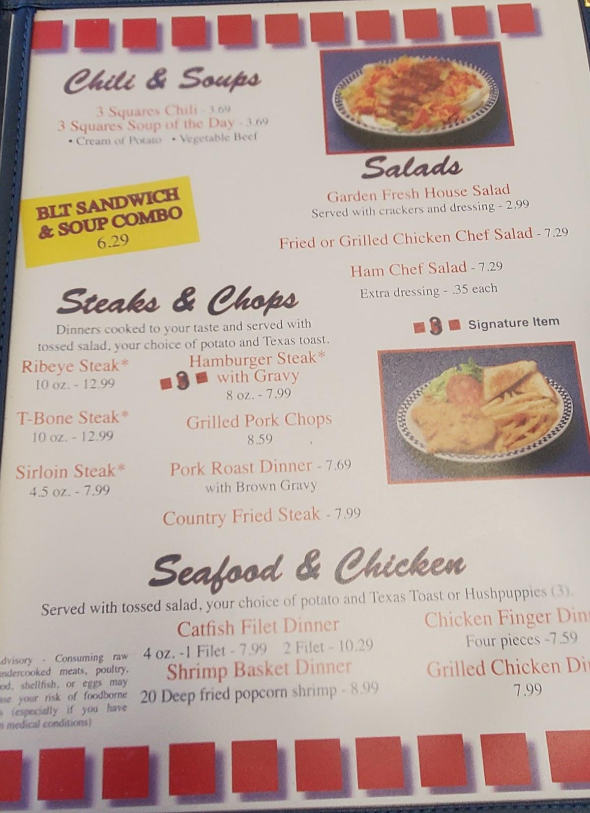 Menu at 3 Squares Diner Leesburg restaurant, Albany, U.S. Hwy 19 S