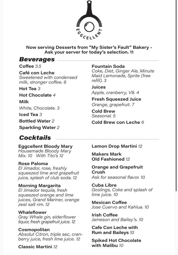 Menu at Eggcellent restaurant, Lewes