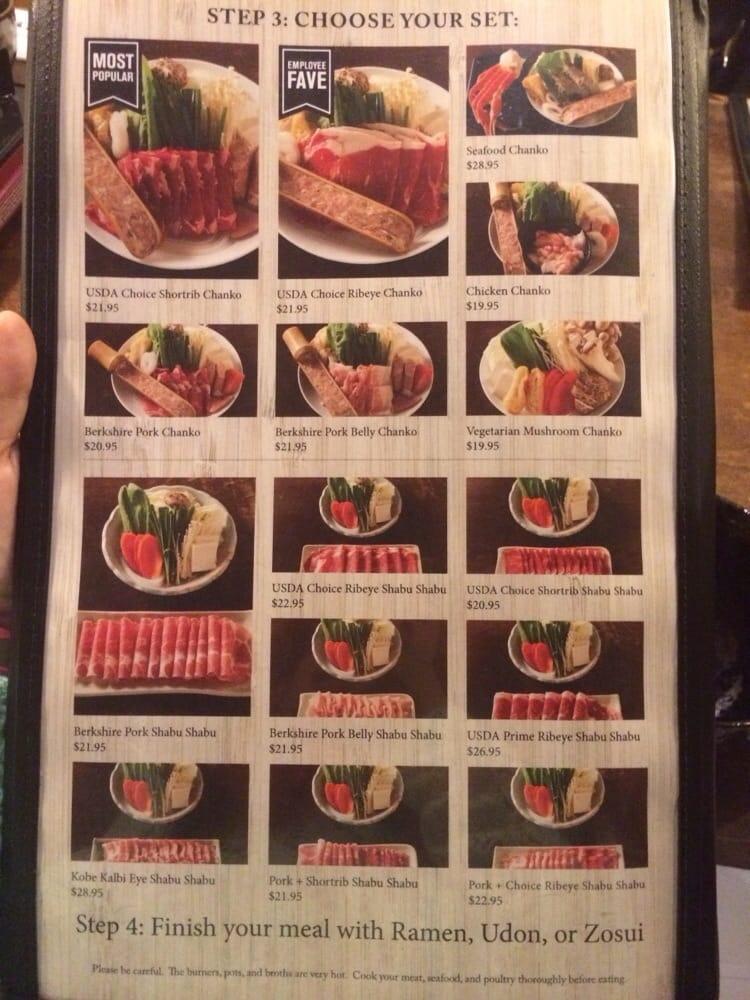 Menu at Ichiriki Japanese Nabe Restaurant, Honolulu, 510 Piikoi St