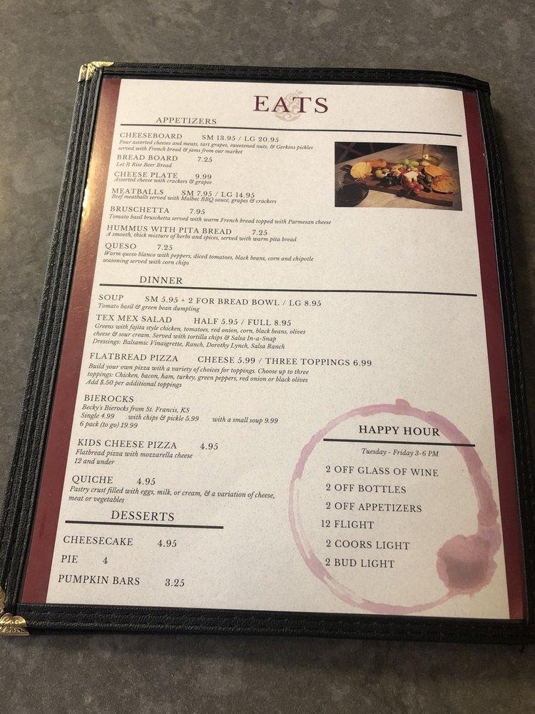 Menu at Paisley Pear Wine Bar, Bistro and Market, Hays