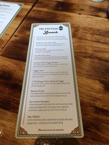 Menu at The Old Goat restaurant, Grand Rapids