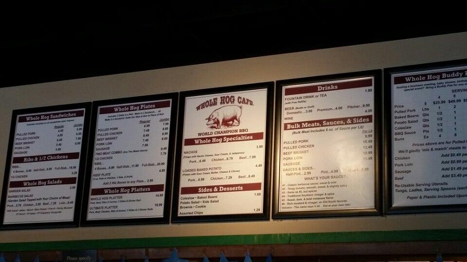 Menu at Whole Hog Cafe, Little Rock, 2516 Cantrell Rd