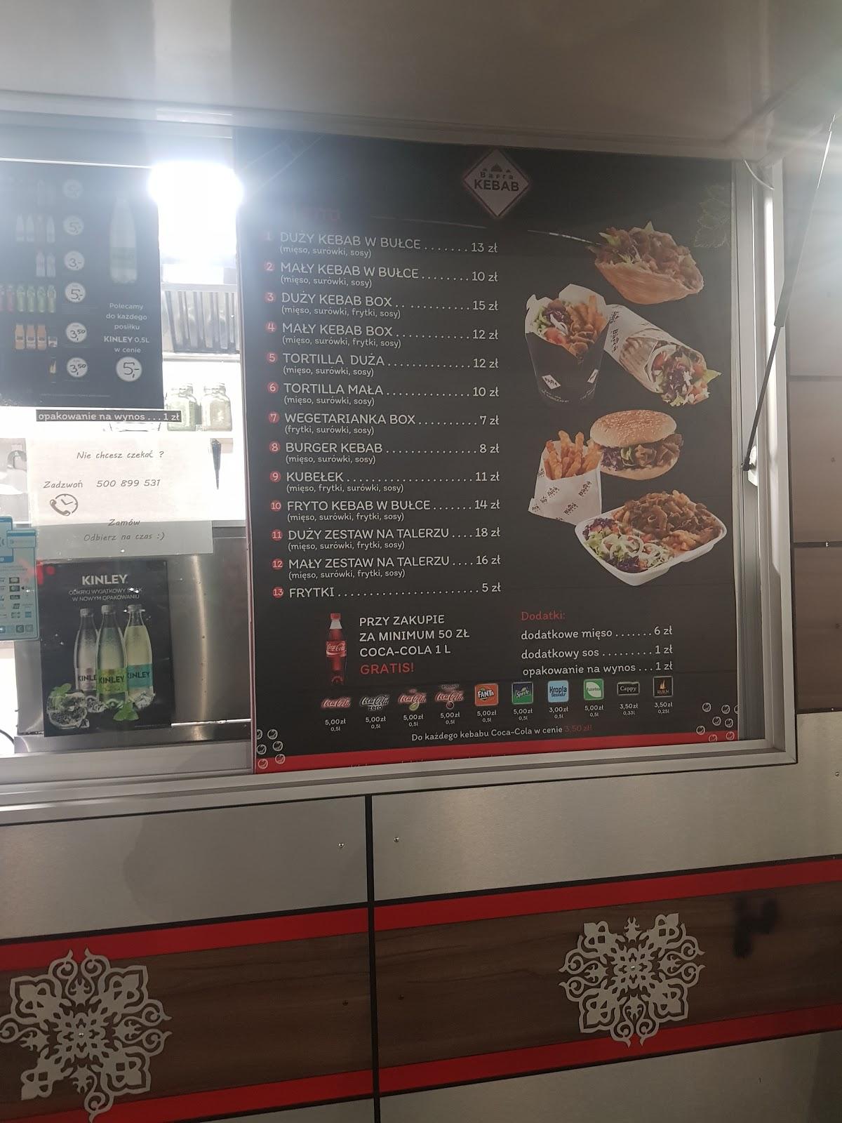 Menu at Bafra Kebab restaurant, Opole