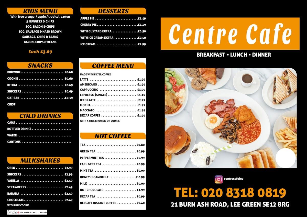 Menu at Centre Cafe, London, 21 Burnt Ash Rd