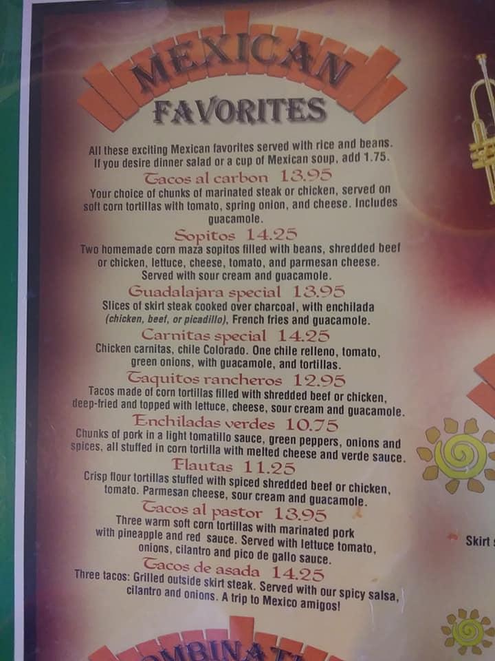 Menu at Guadalajara Grill restaurant, Jefferson