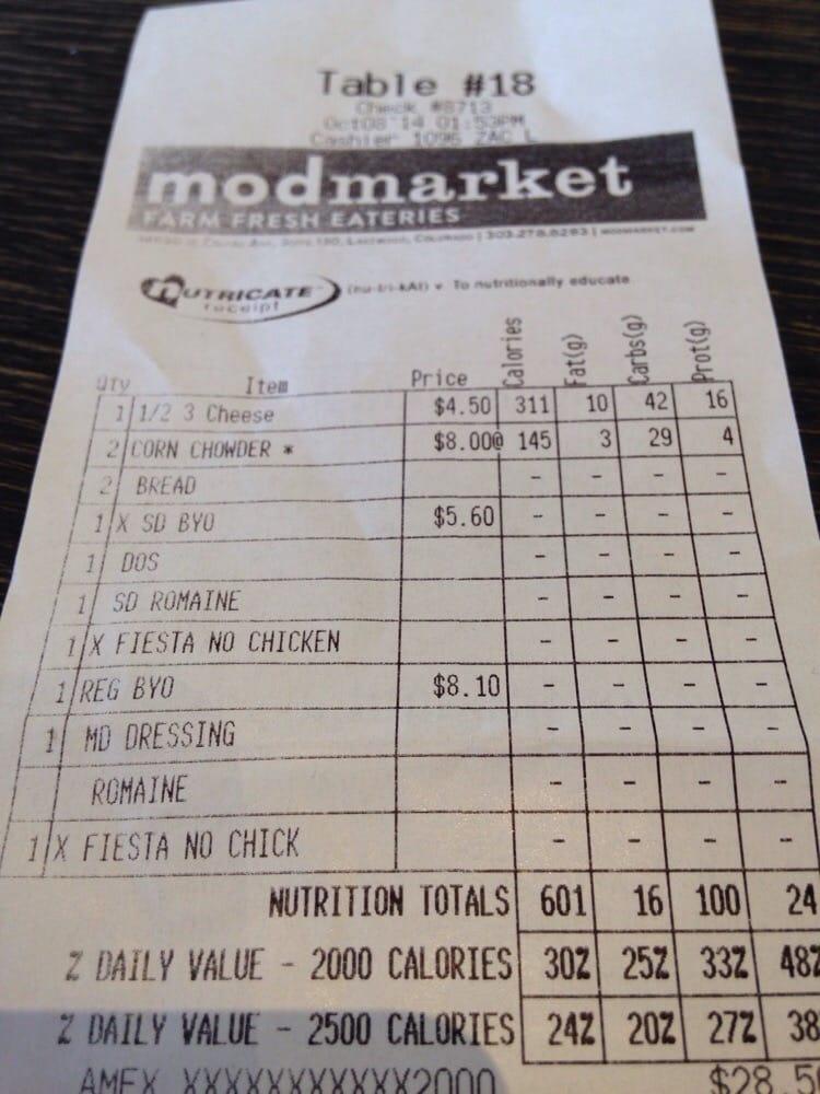 Menu at Modern Market Eatery restaurant, Lakewood, W Colfax Ave Unit 130