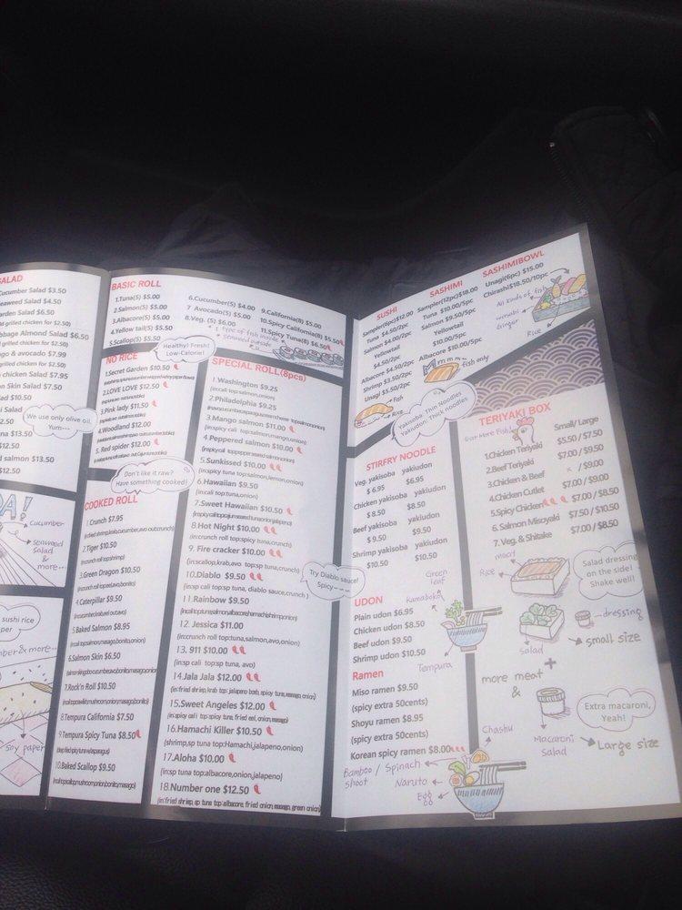 Menu at Sushi Box restaurant, Brea