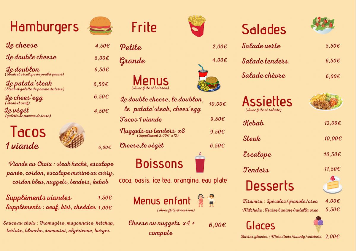 Menu au A2 mains snack restaurant, Méjannes-le-Clap